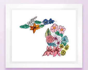 Michigan State Map Painting - Etsy