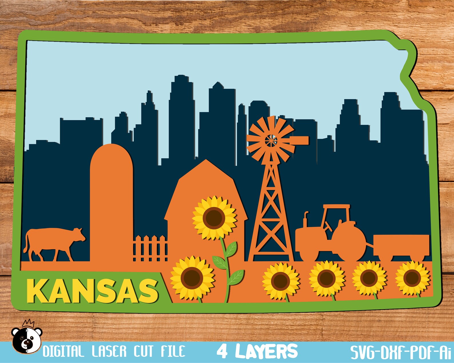 Kansas SVG 3D Layered Tropical Kansas Sign Laser Cut Files | Etsy