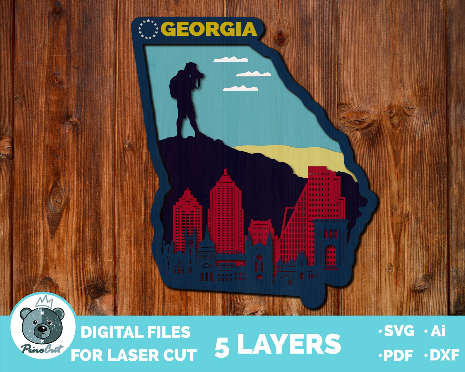 Georgia SVG 3D Layered Tropical Georgia Sign Laser Cut | Etsy