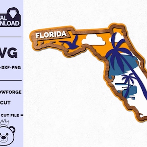 Florida SVG, 3D Layered Tropical Florida Sign, Laser Cut Files, Dxf-ai ...