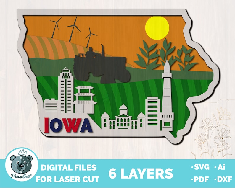 Iowa SVG 3D Layered Tropical Iowa Sign laser cut files | Etsy