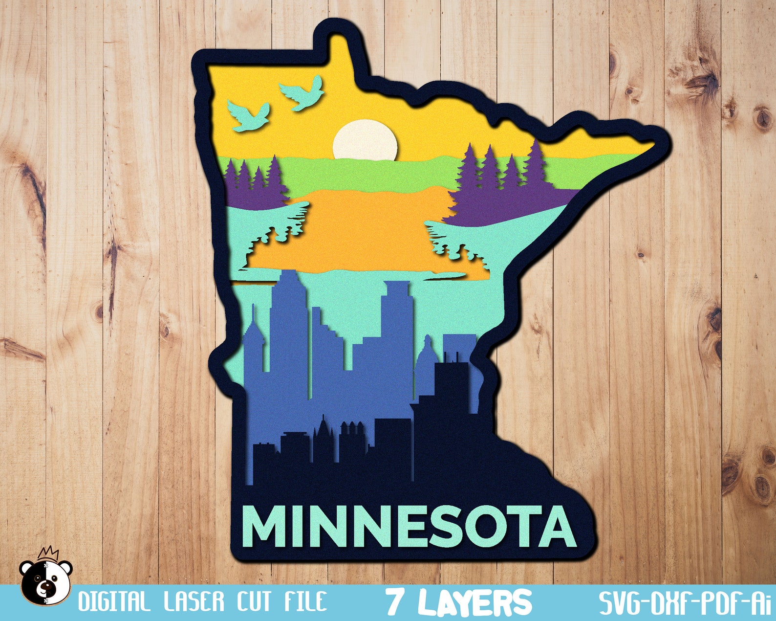 Minnesota SVG 3D Layered Tropical Minnesota Sign Laser Cut | Etsy