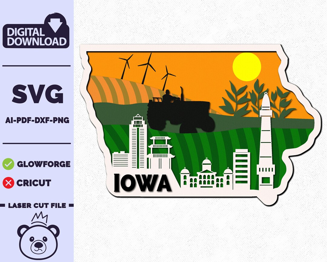 Iowa SVG, 3D Layered Tropical Iowa Sign, Laser Cut Files, Dxf-ai-pdf ...