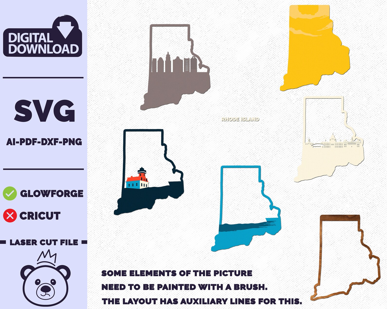 Rhode Island SVG, 3D Layered Tropical Sign, Laser Cut Files, Dxf-ai-pdf ...