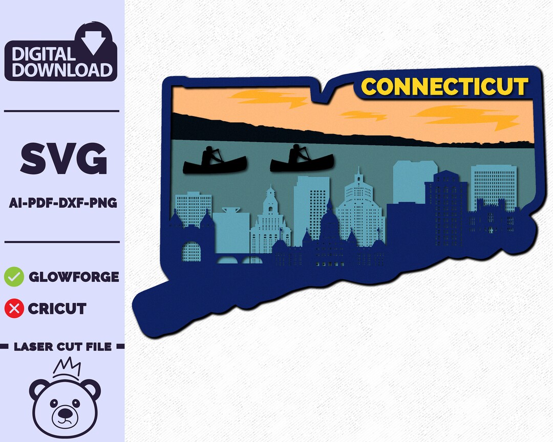 Connecticut SVG, 3D Layered Tropical Connecticut Sign, Laser Cut Files ...