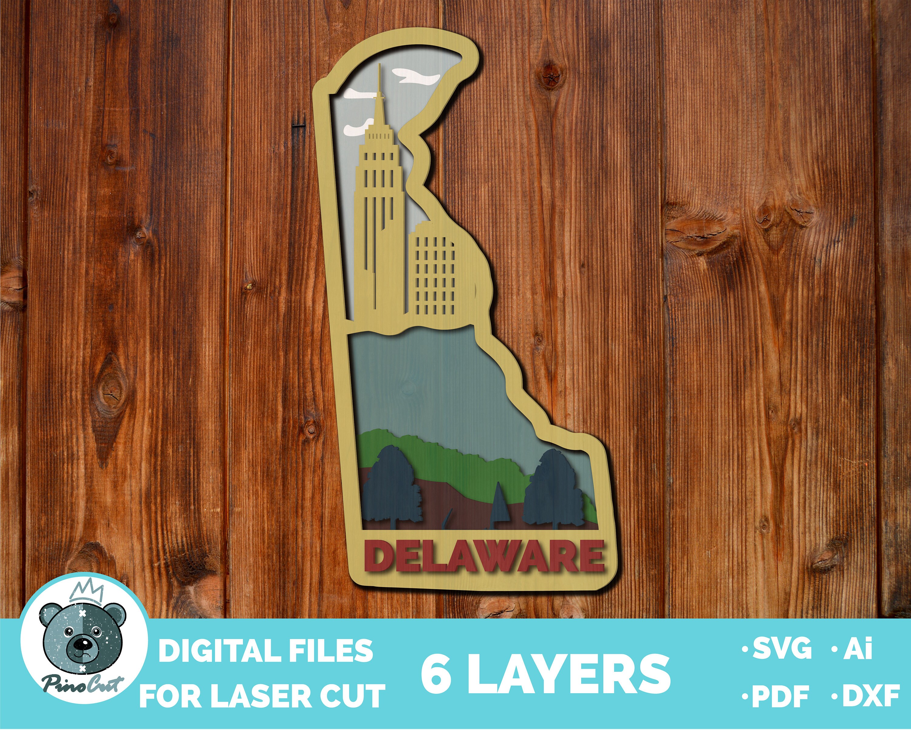 Delaware SVG 3D Layered Tropical Delaware Sign laser cut | Etsy