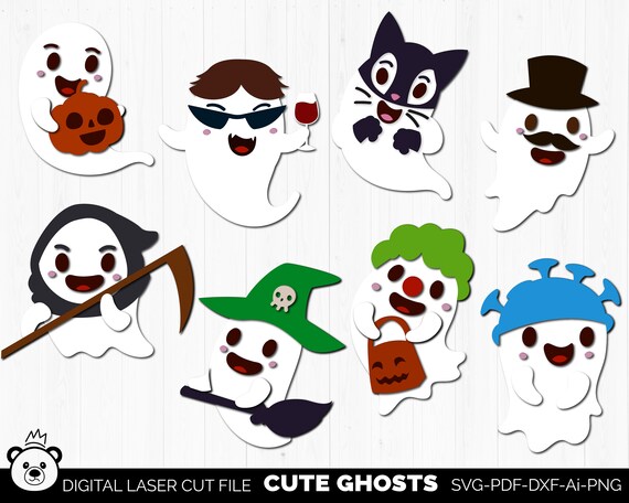 Cute Ghosts Bundle SVG Halloween Sign Cut File Halloween - Etsy