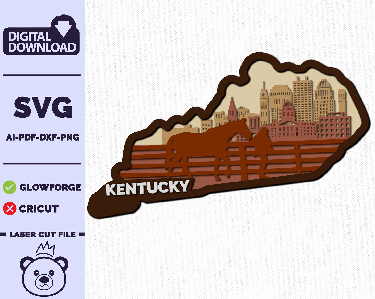 Kentucky SVG Kentucky Skyline Svg Laser Cut Files - Etsy