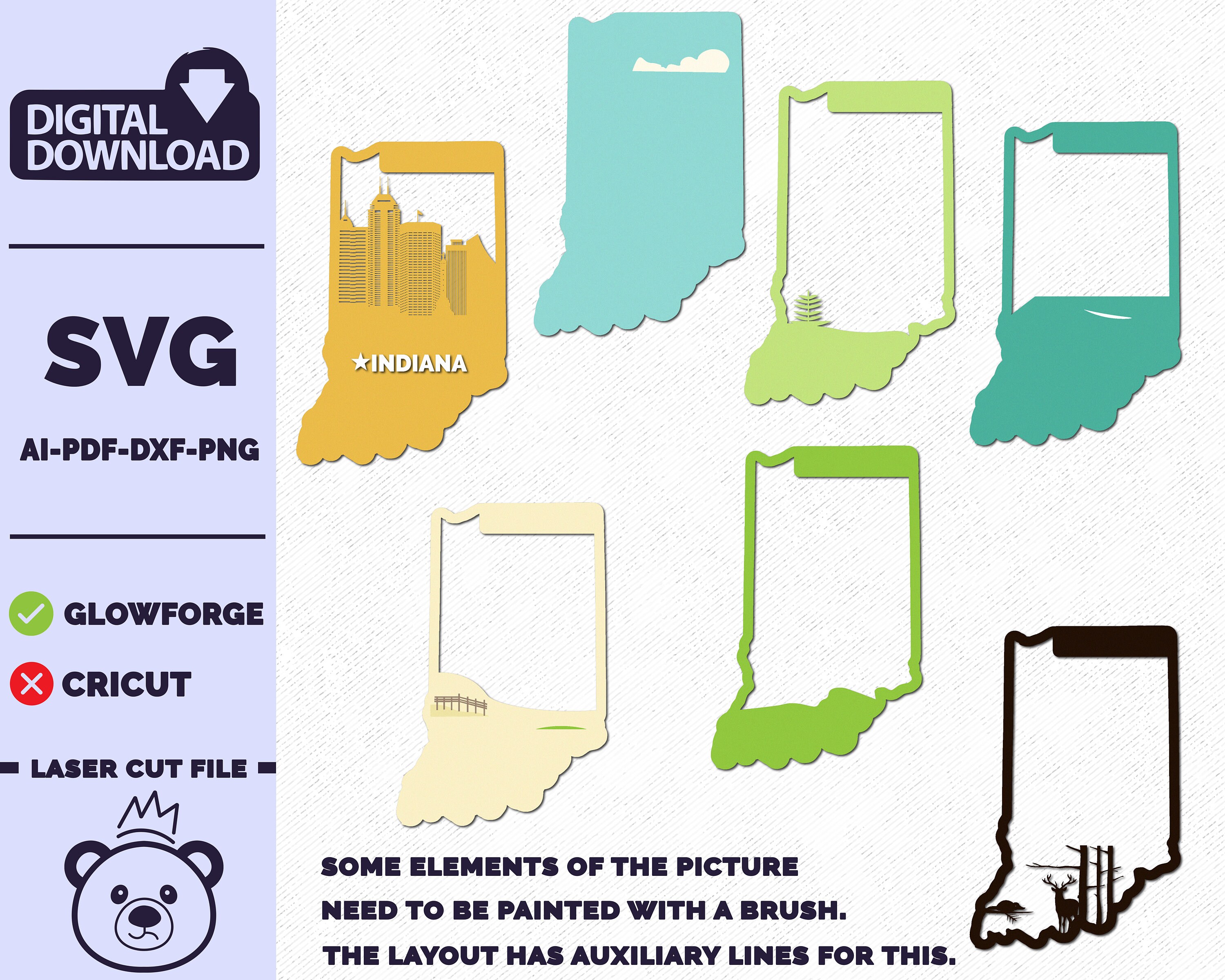 Indiana SVG, 3D Layered Tropical Indiana Sign, Laser Cut Files, Dxf-ai ...