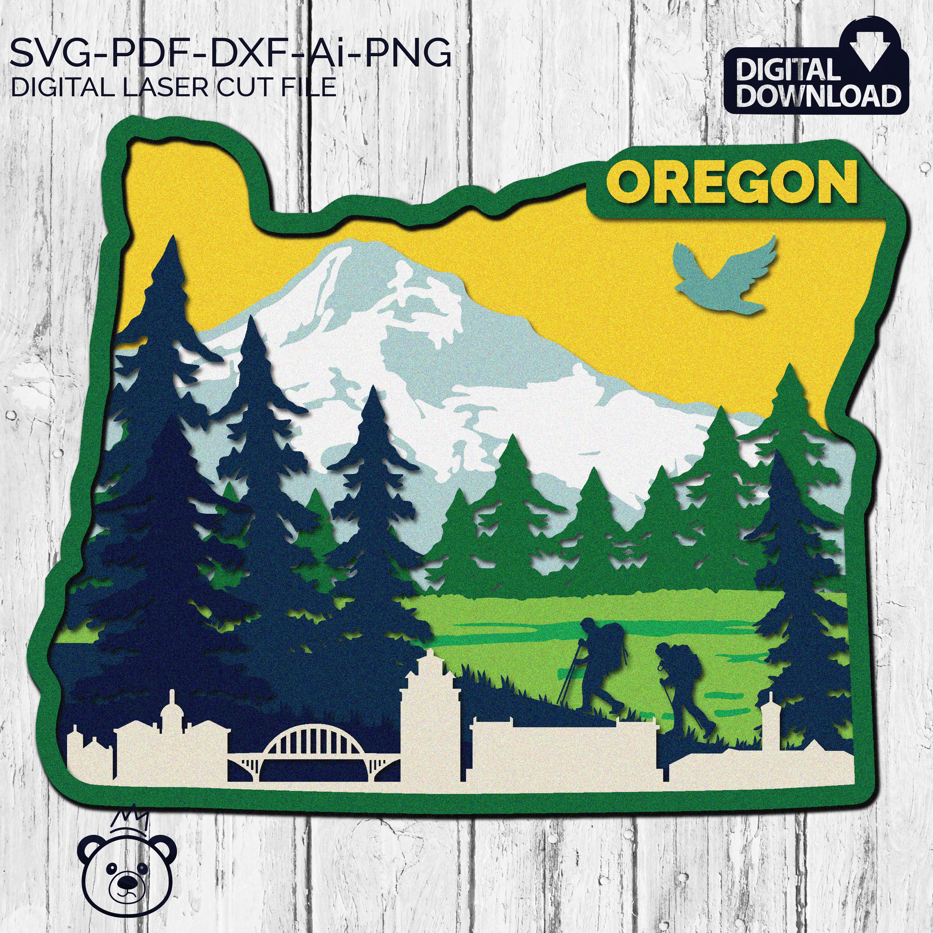 Oregon SVG, 3D Layered Tropical Oregon Sign, Laser Cut Files, Dxf-ai ...