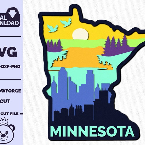 3D Layered Minnesota Sign Digital Download Glowforge Cut - Etsy