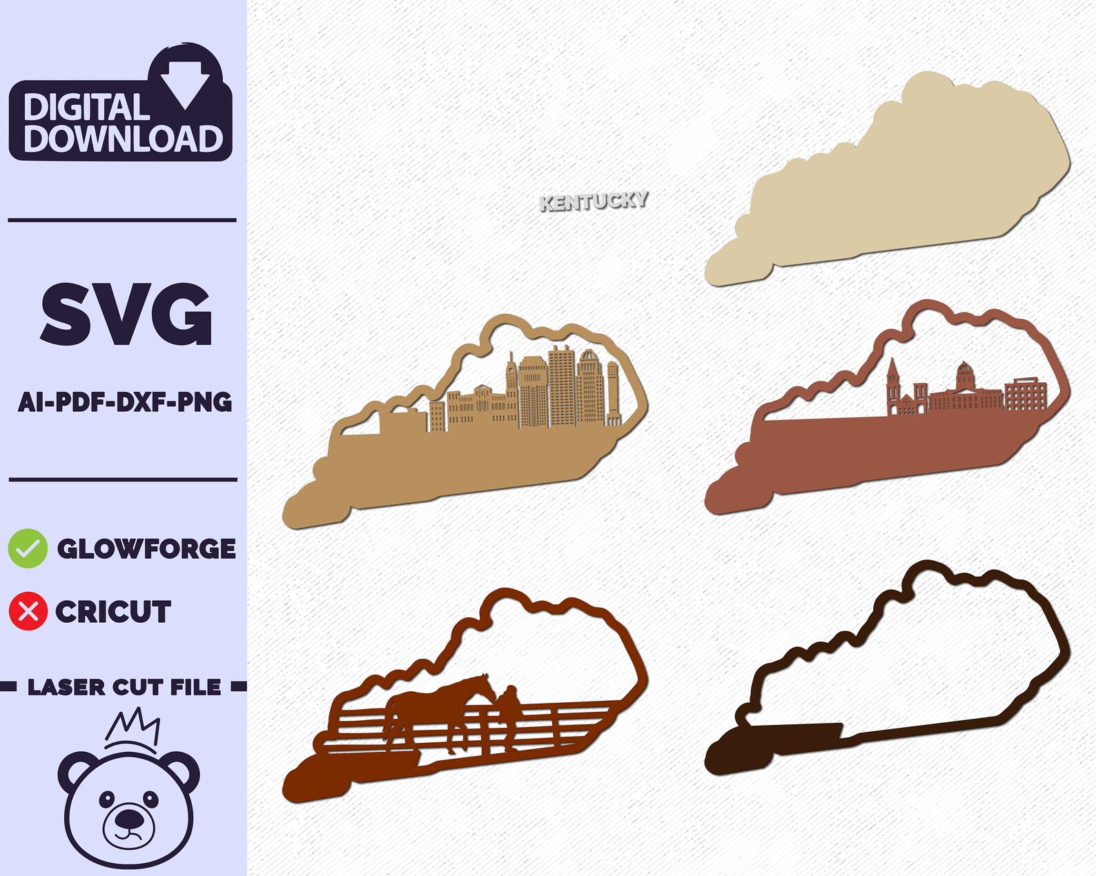 Kentucky SVG Kentucky Skyline Svg Laser Cut Files - Etsy