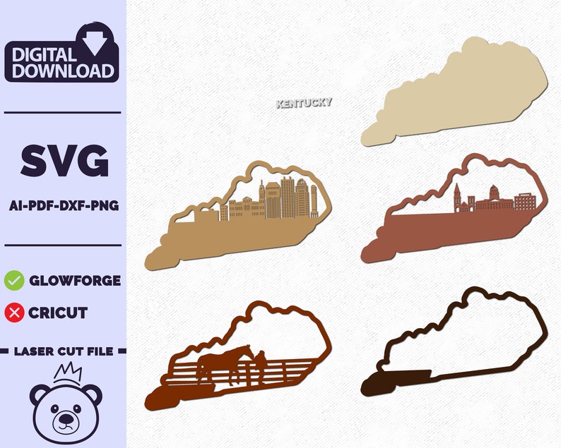 Kentucky SVG, Kentucky Skyline Svg, Laser Cut Files, Dxf-ai-pdf-png ...