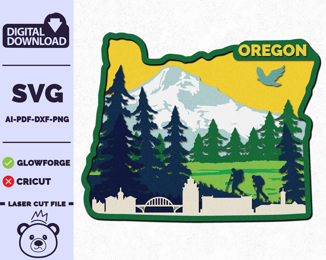 Oregon SVG, 3D Layered Tropical Oregon Sign, Laser Cut Files, Dxf-ai ...