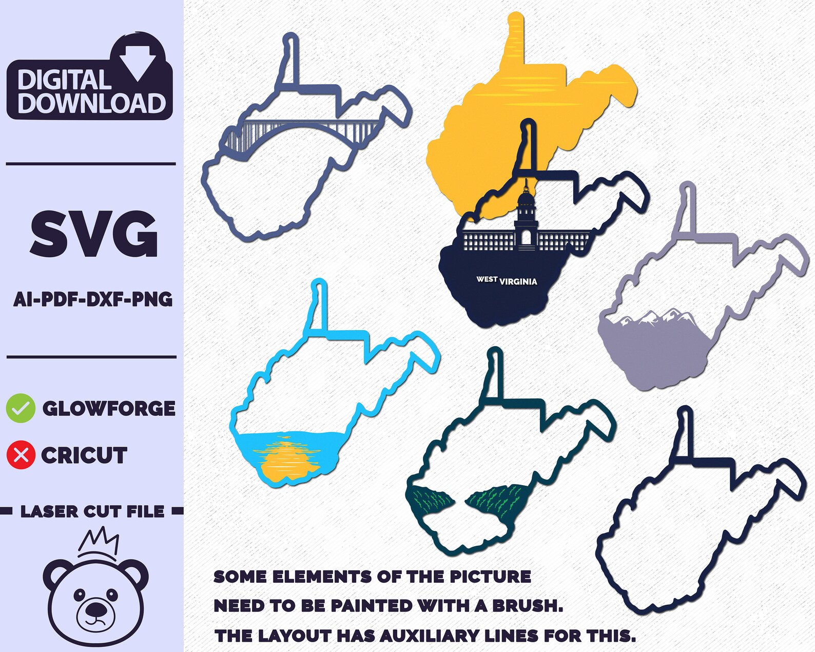 West Virginia SVG West Virginia Flag Sign Laser Cut Files - Etsy