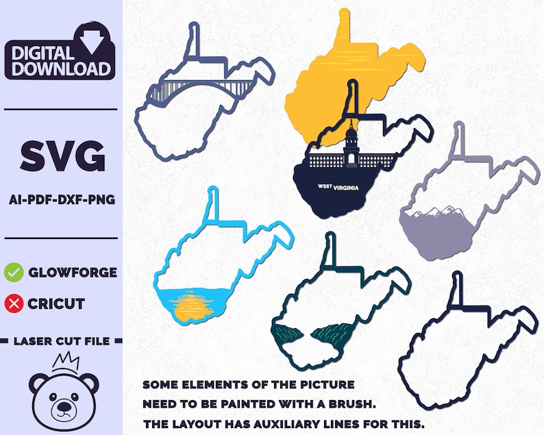 West Virginia SVG, West Virginia Flag Sign, Laser Cut Files, Dxf-ai-pdf ...