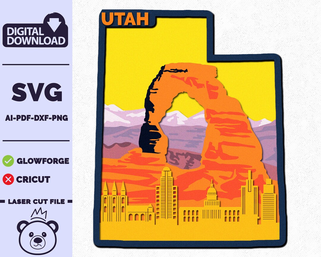 Utah SVG, 3D Layered Tropical Utah Sign, Laser Cut Files, Dxf-ai-pdf ...
