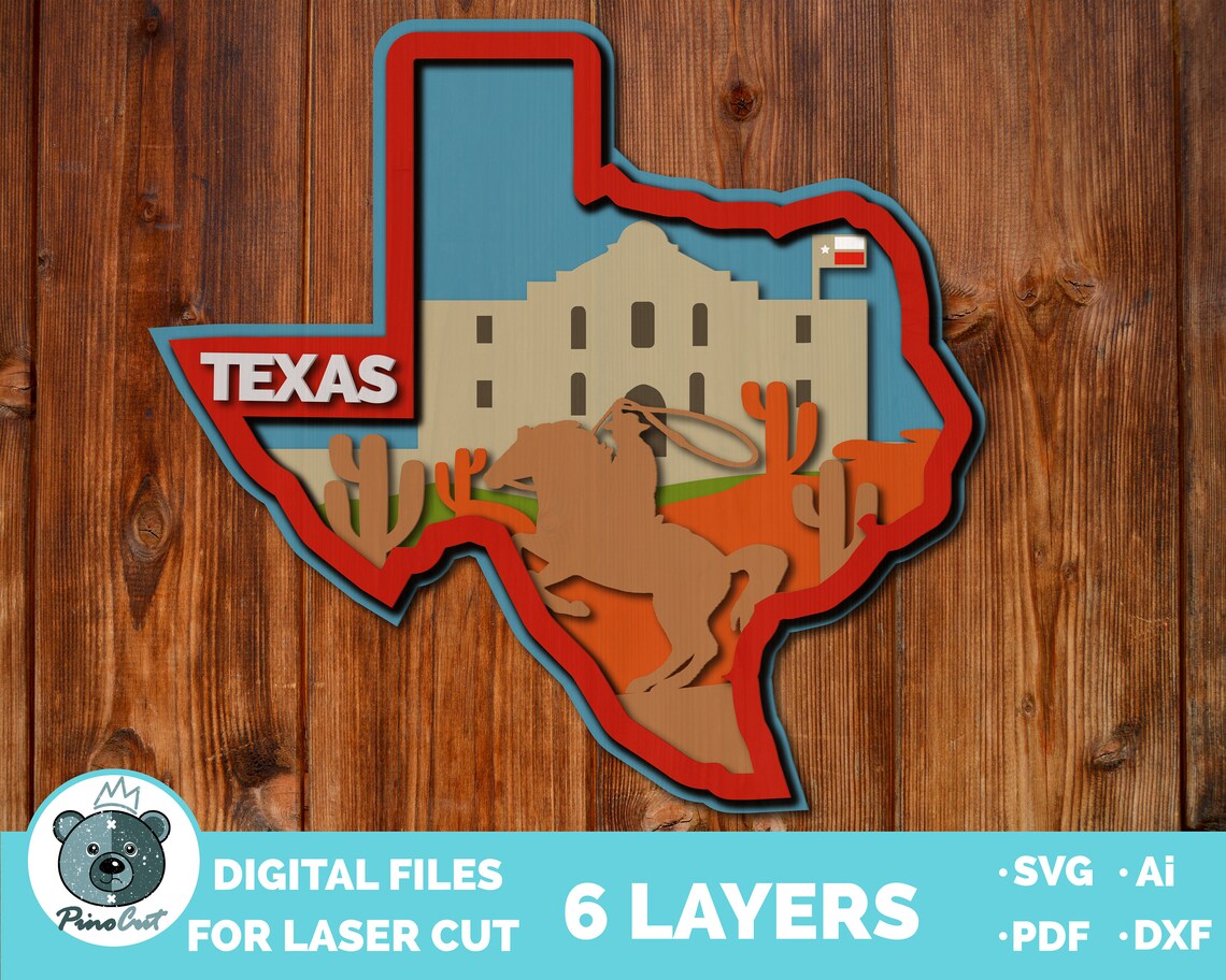 Texas SVG 3D Layered Tropical Texas Sign laser cut files | Etsy