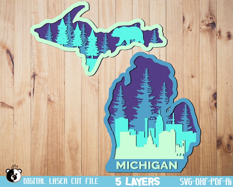 Michigan SVG 3D Layered Tropical Michigan Sign Laser Cut | Etsy