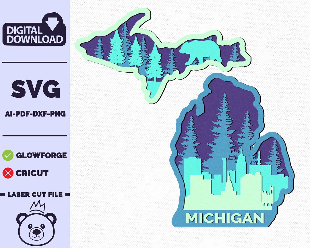 Michigan SVG, 3D Layered Tropical Michigan Sign, Laser Cut Files, Dxf ...