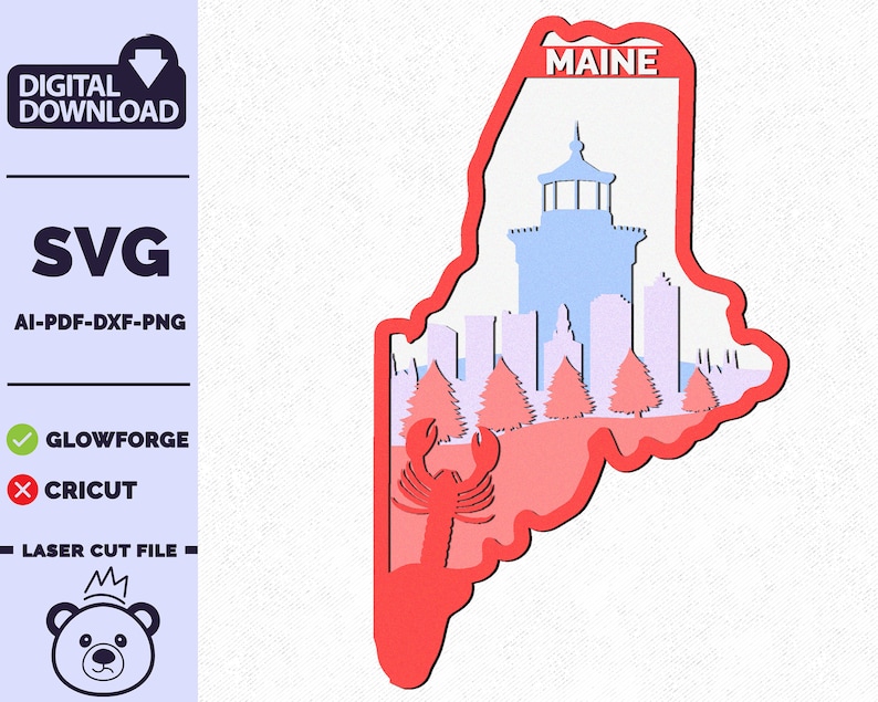 Maine SVG 3D Layered Tropical Maine Sign Laser Cut Files - Etsy