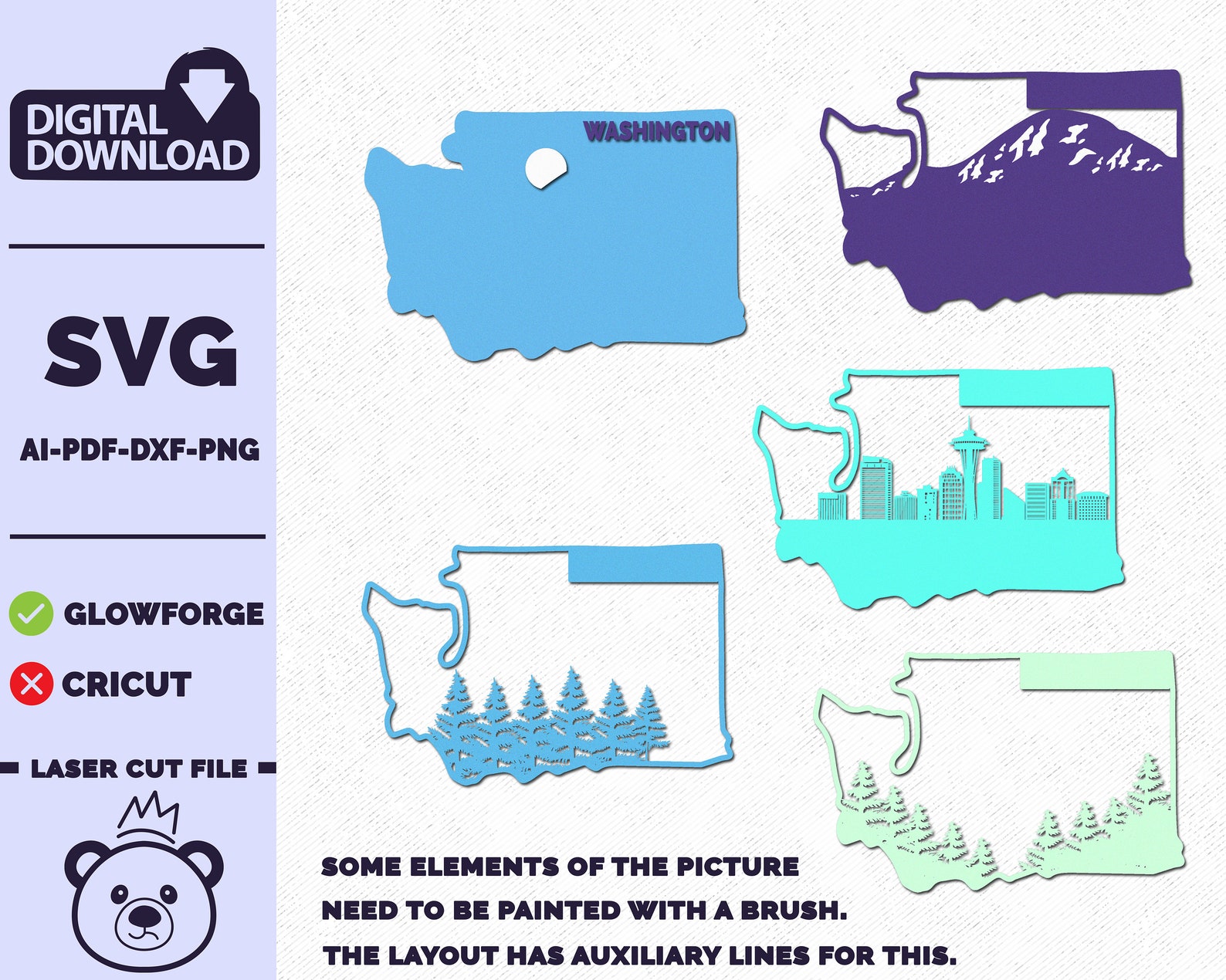 Washington SVG 3D Layered Tropical Washington Sign Laser Cut - Etsy