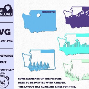 Washington SVG, 3D Layered Tropical Washington Sign, Laser Cut Files ...
