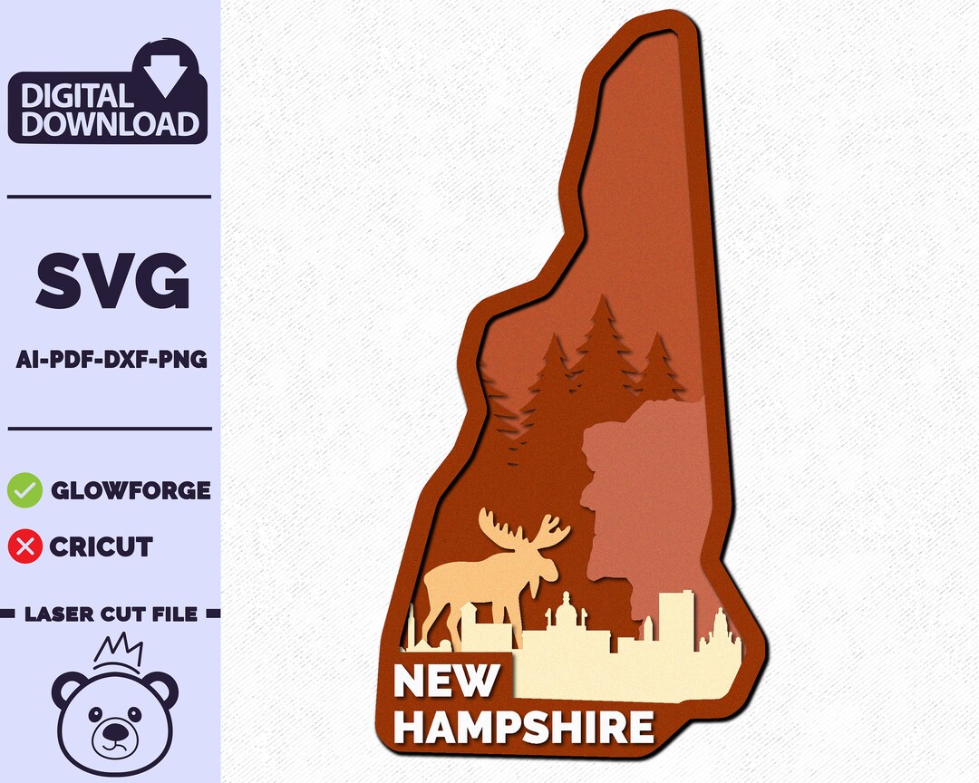 New Hampshire SVG, 3D Layered Tropical New Hampshire Sign, Laser Cut ...