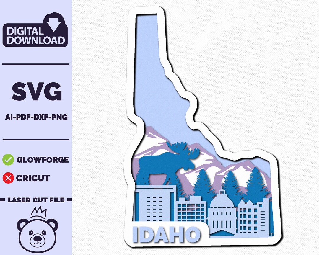 Idaho SVG, 3D Layered Tropical Idaho Sign, Laser Cut Files, Dxf-ai-pdf ...
