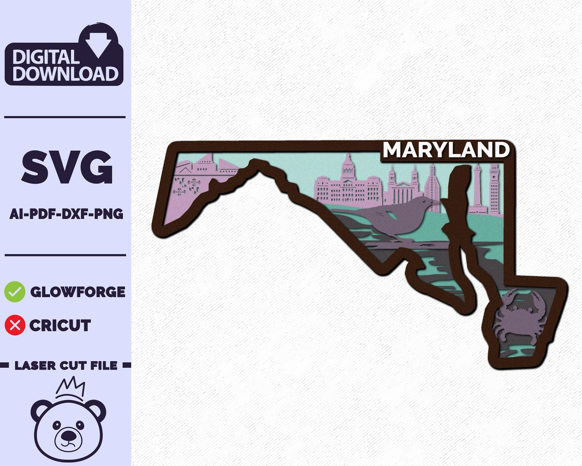 Maryland SVG 3D Layered Tropical Maryland Sign Laser Cut - Etsy
