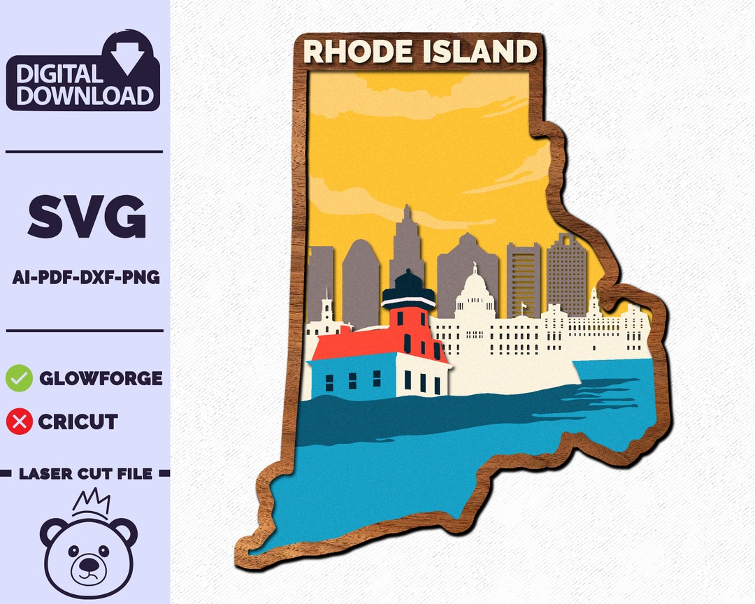Rhode Island SVG, 3D Layered Tropical Sign, Laser Cut Files, Dxf-ai-pdf ...