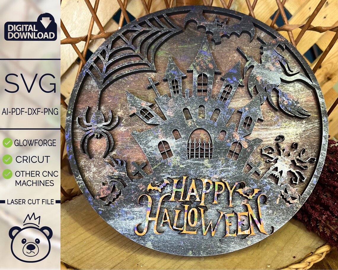 Happy Halloween Sign Svg for Laser Cutting Halloween Sign - Etsy