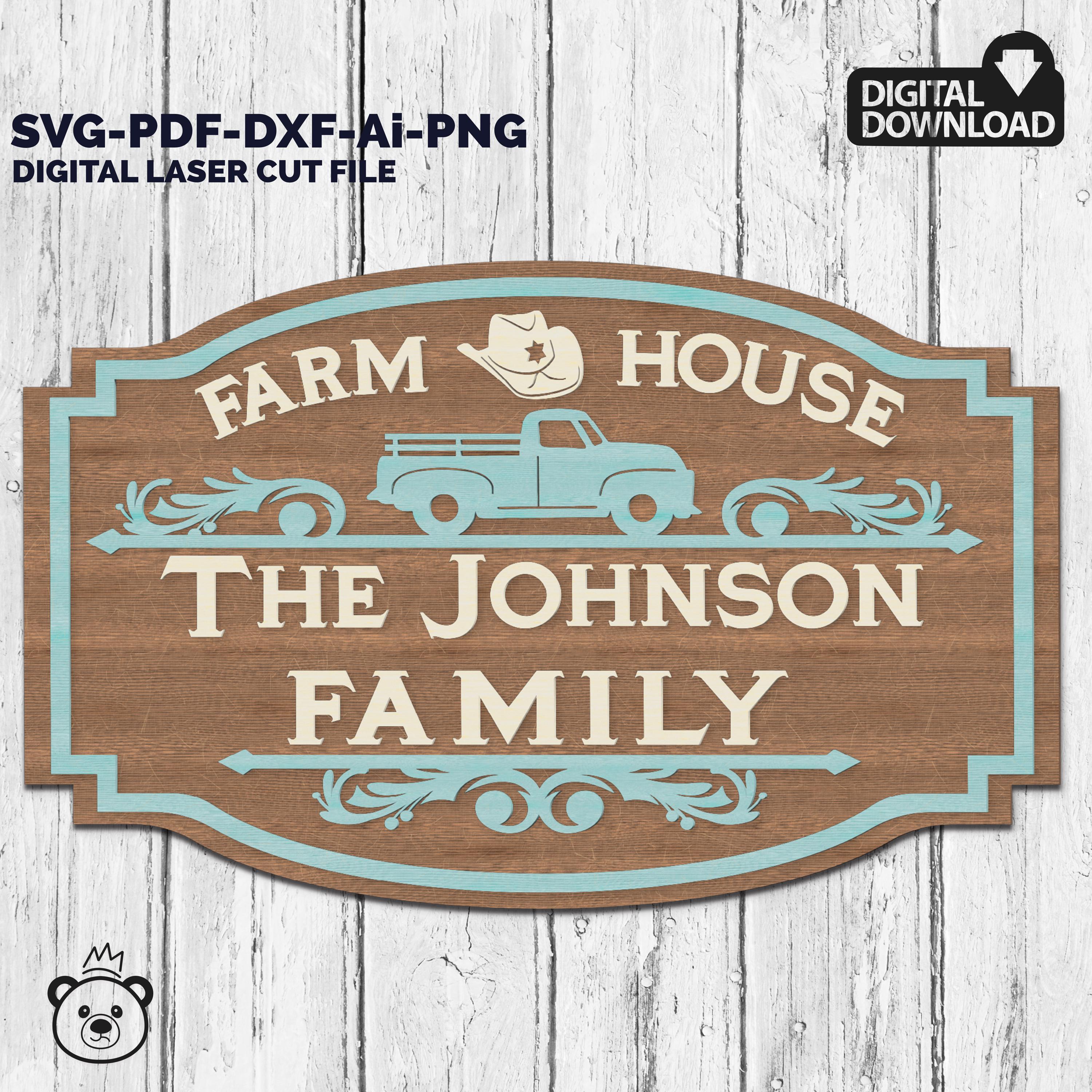 Custom Farm Name Sign SVG | Laser Cut File for Glowforge & CNC | Rustic ...