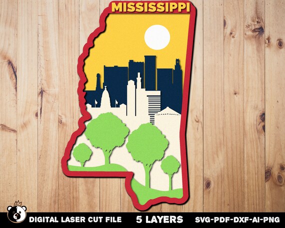 Mississippi SVG 3D Layered Tropical Mississippi Sign Laser | Etsy
