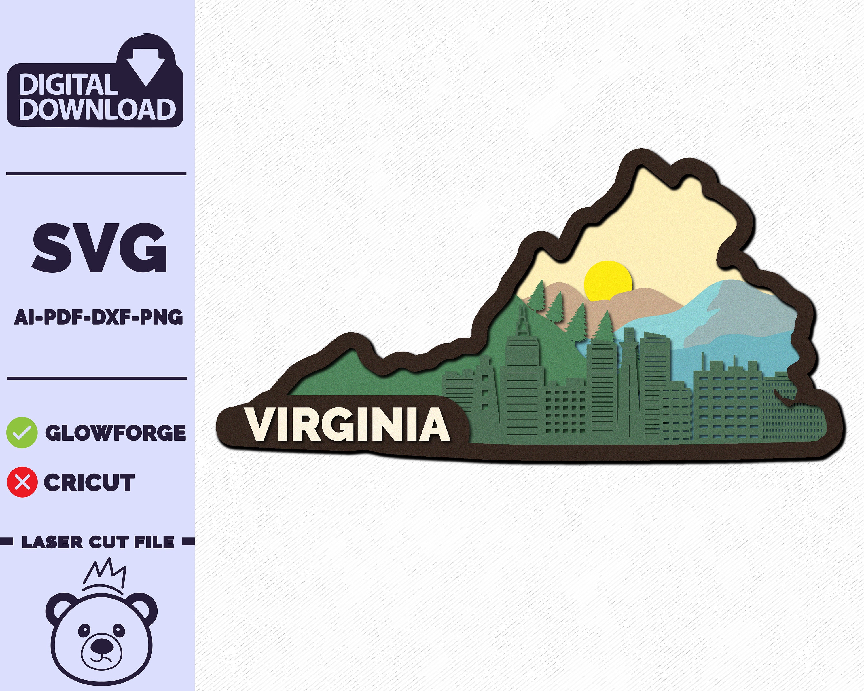 Virginia SVG 3D Layered Tropical Virginia Sign Laser Cut - Etsy