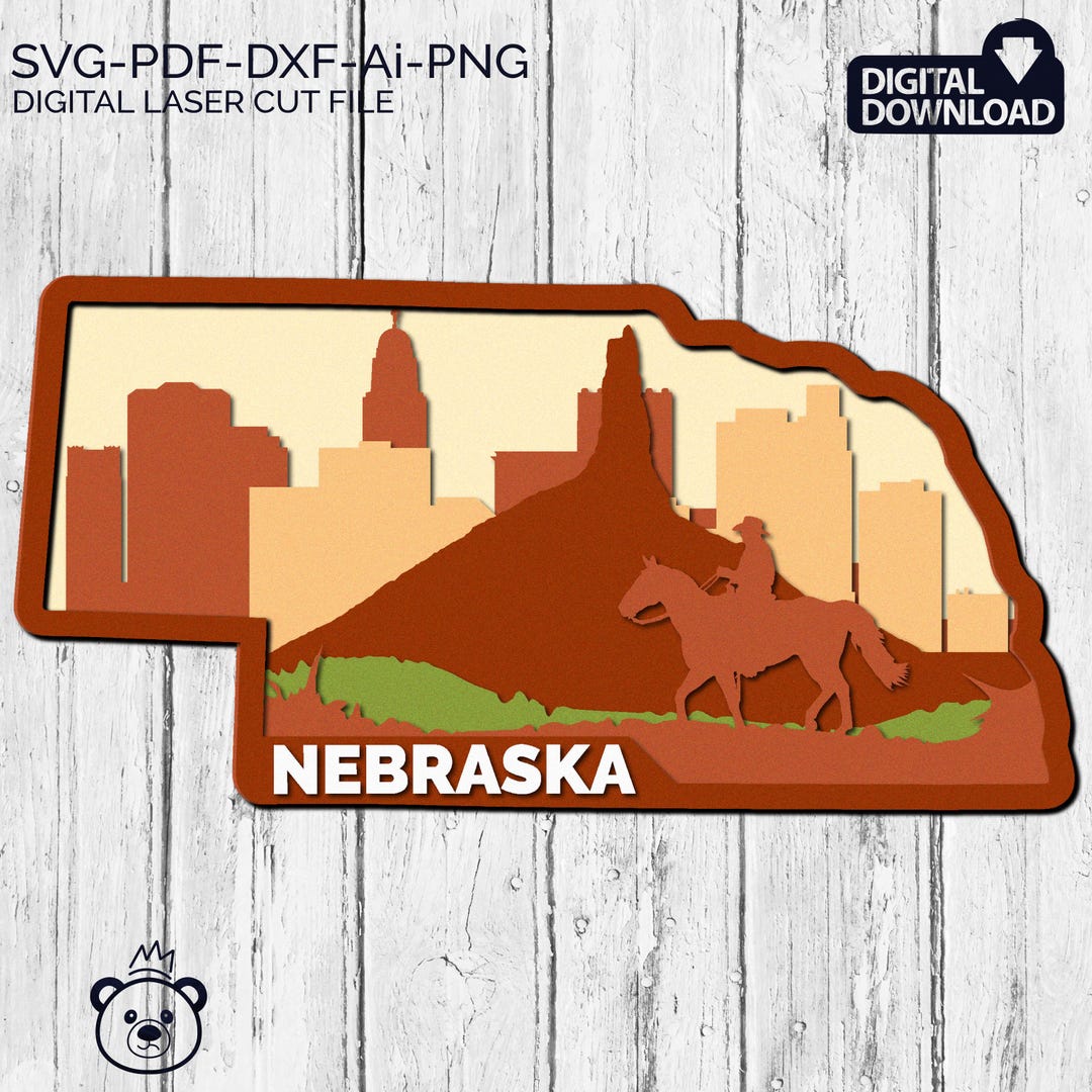 Nebraska SVG, 3D Layered Tropical Nebraska Sign, Laser Cut Files, Dxf ...