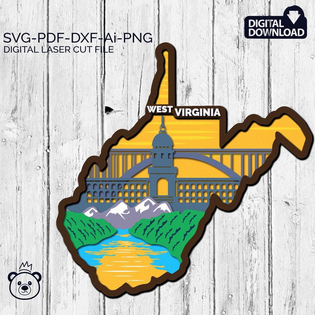 West Virginia SVG, West Virginia Flag Sign, Laser Cut Files, Dxf-ai-pdf ...