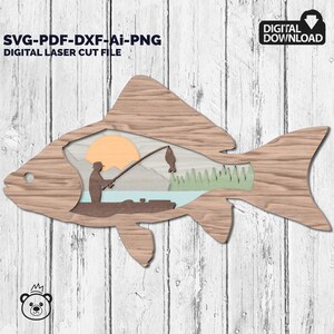 Fishing Svg, 3d Fish Svg, Laser Cut Files, 3d Fish Laser File ...
