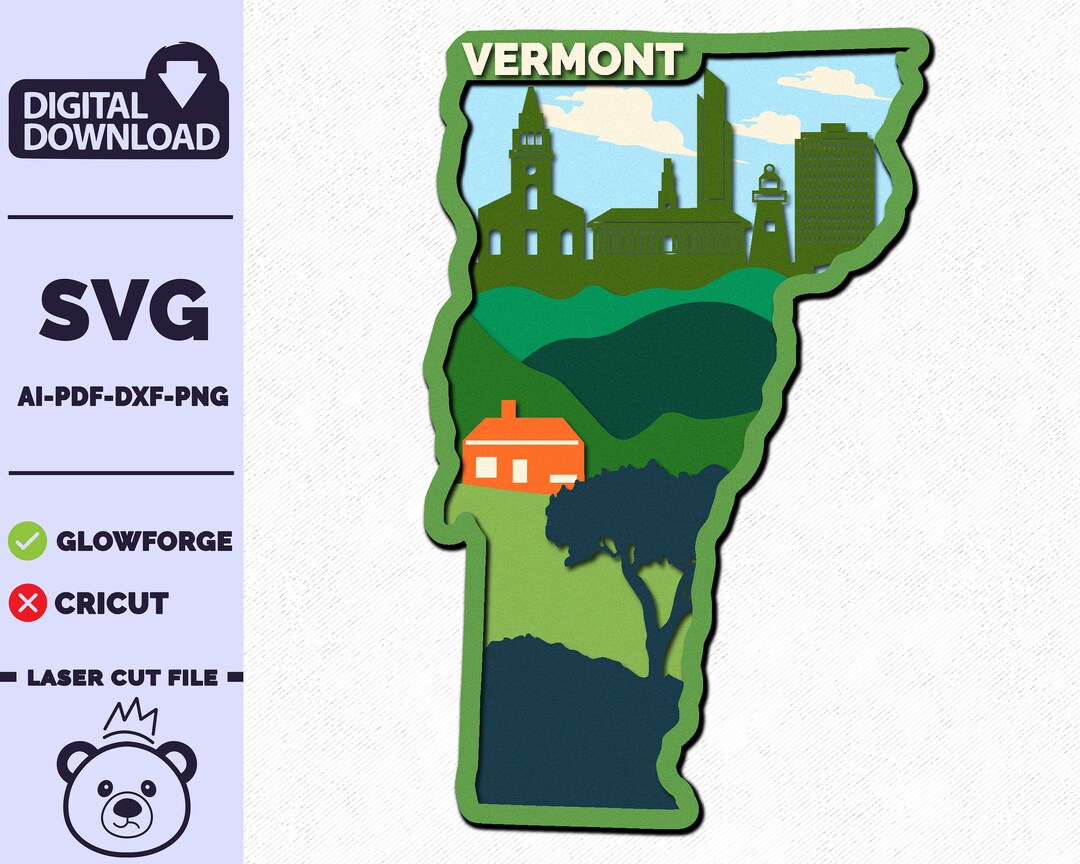 Vermont SVG, 3D Layered Tropical Vermont Sign, Laser Cut Files, Dxf-ai ...