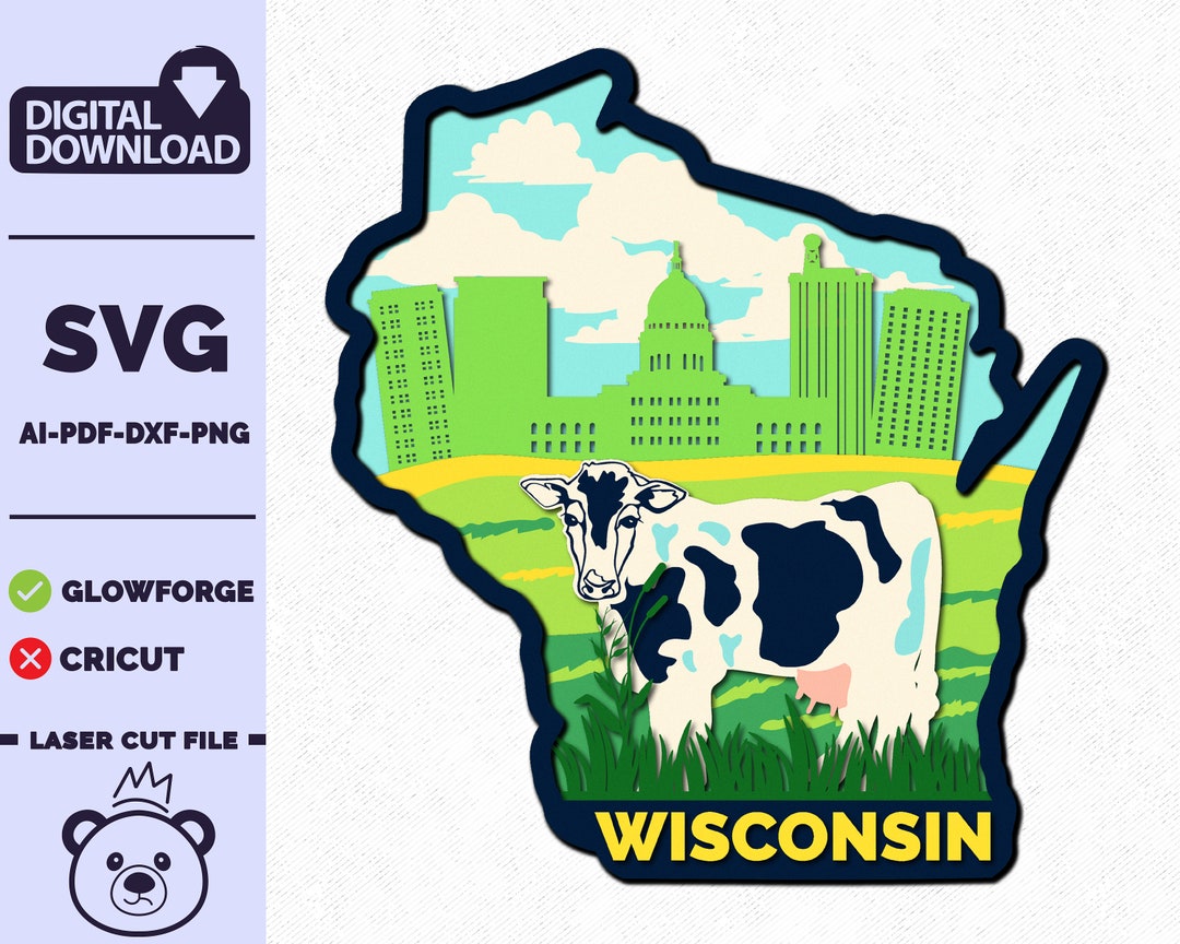 Wisconsin SVG, 3D Layered Tropical Sign, Laser Cut Files, Dxf-ai-pdf ...