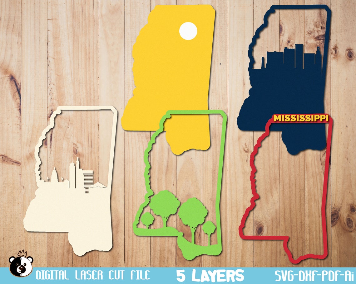 Mississippi SVG 3D Layered Tropical Mississippi Sign Laser | Etsy