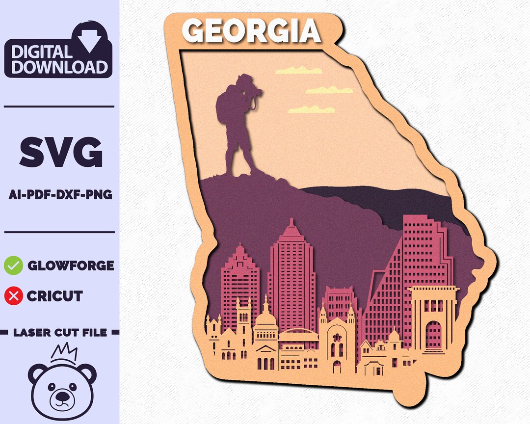 Georgia SVG, 3D Layered Tropical Georgia Sign, Laser Cut Files, Dxf-ai ...