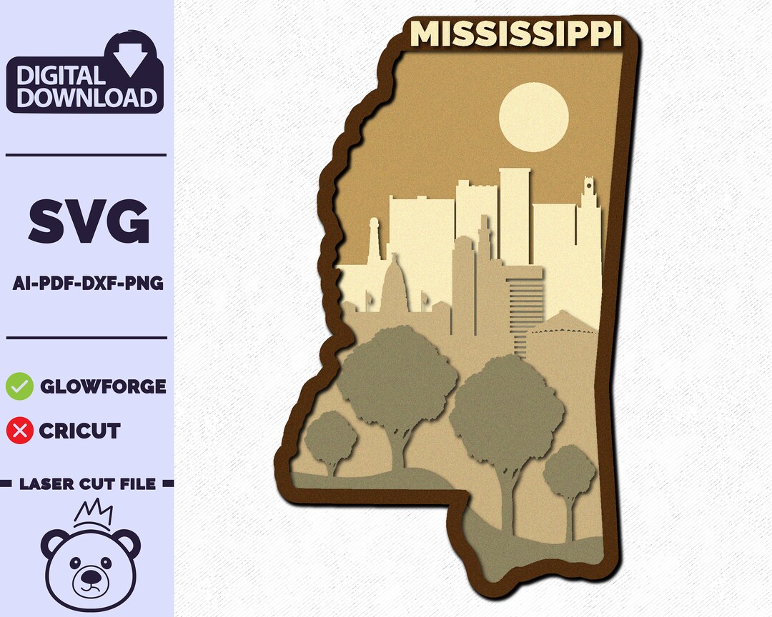 Mississippi SVG, 3D Layered Tropical Mississippi Sign, Laser Cut Files ...