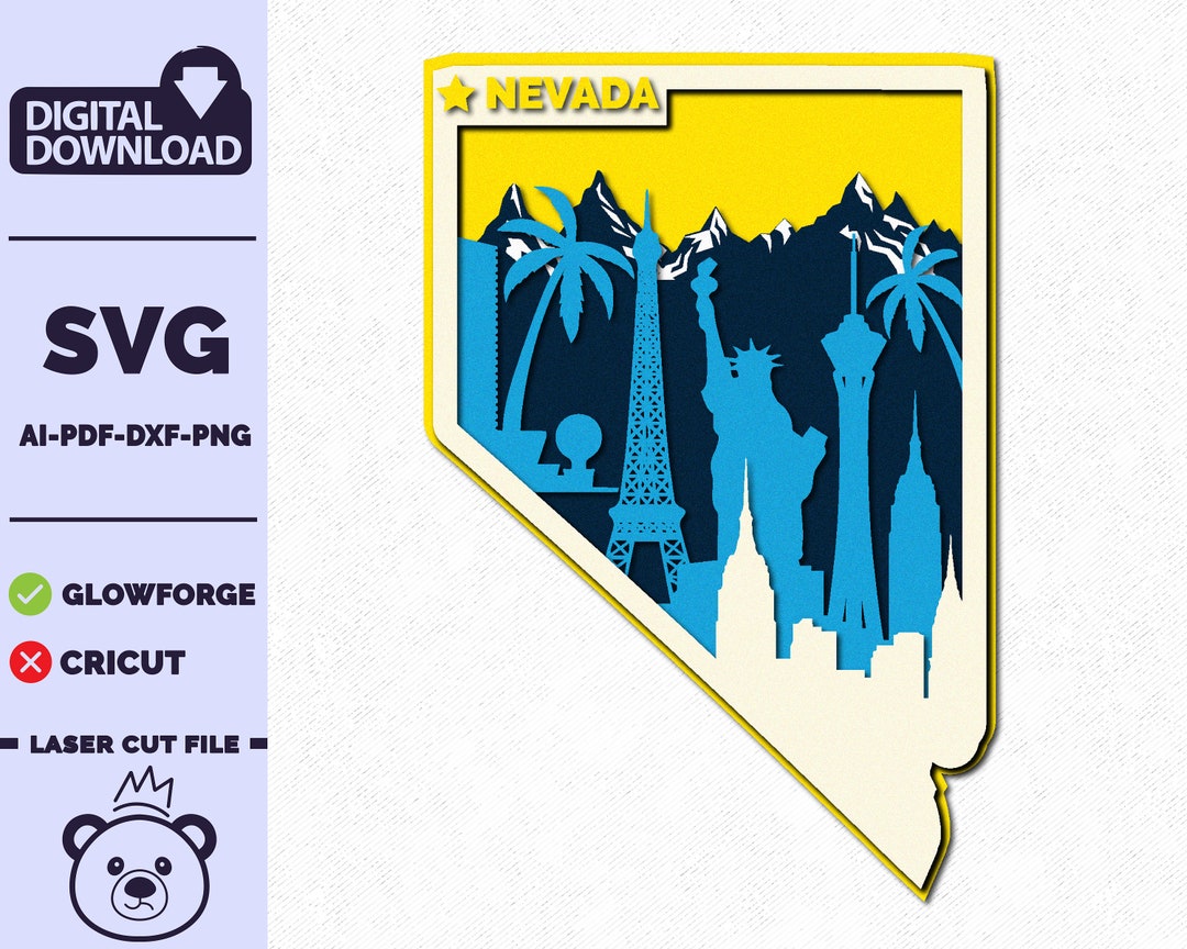 Nevada SVG, 3D Layered Tropical Nevada Sign, Laser Cut Files, Dxf-ai ...