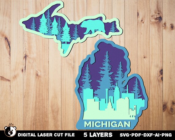 Michigan SVG 3D Layered Tropical Michigan Sign Laser Cut | Etsy