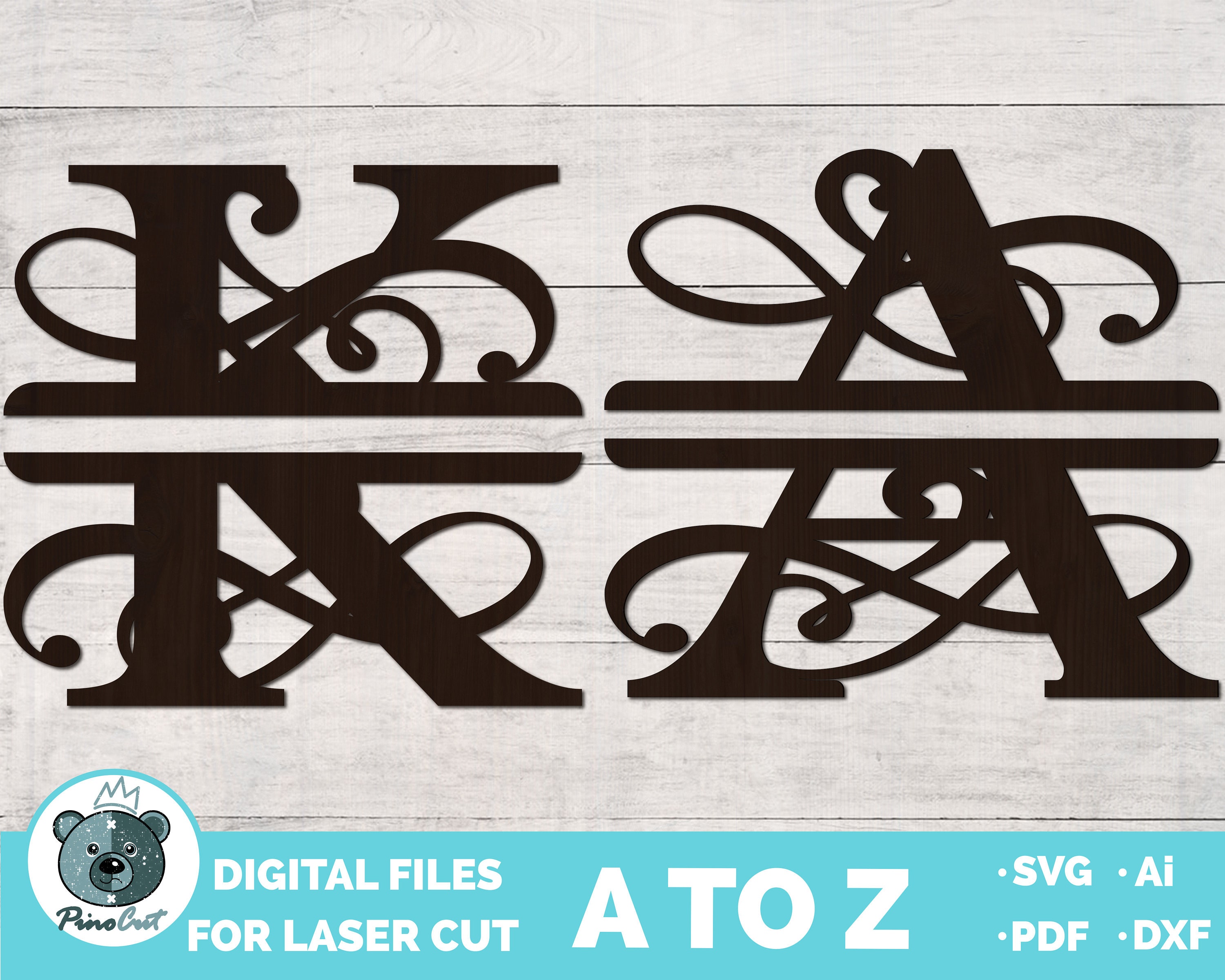 Split Letter Monograms Svg Split Letter Monograms Swirls | Etsy