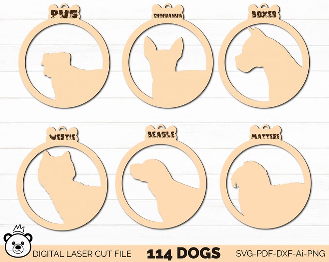 Laser Cut File / Christmas Ornament Digital File / Dog Breed Christmas ...