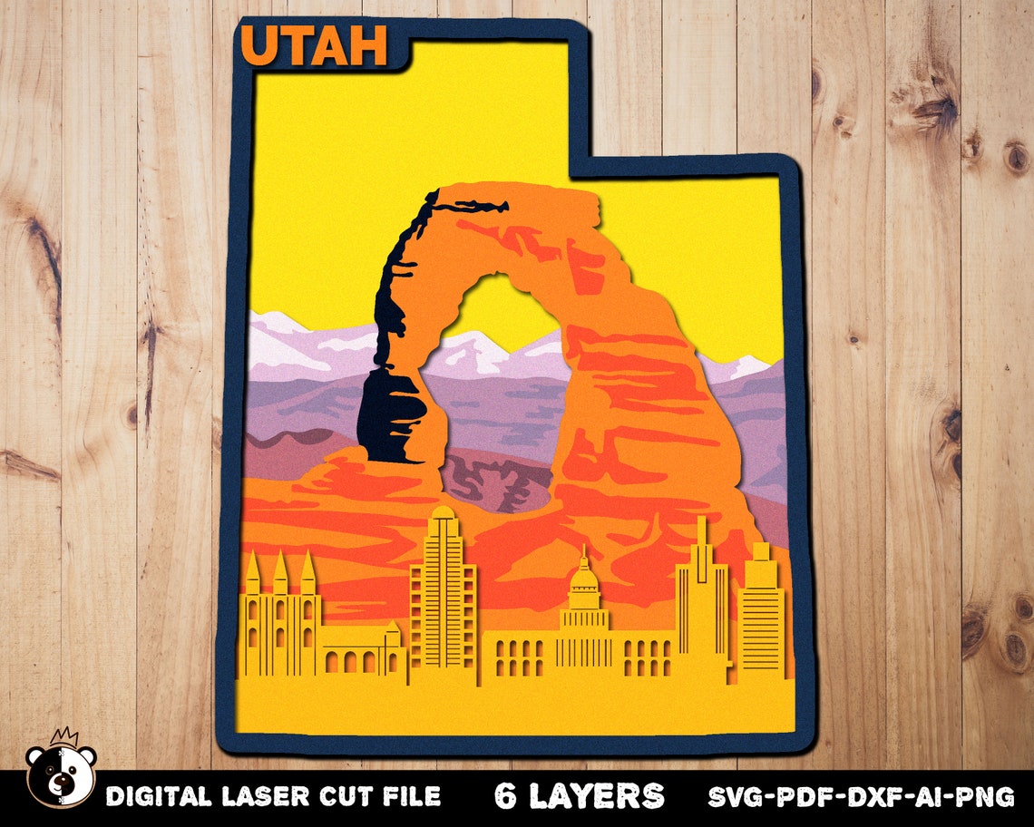 Utah SVG 3D Layered Tropical Utah Sign Laser Cut Files - Etsy