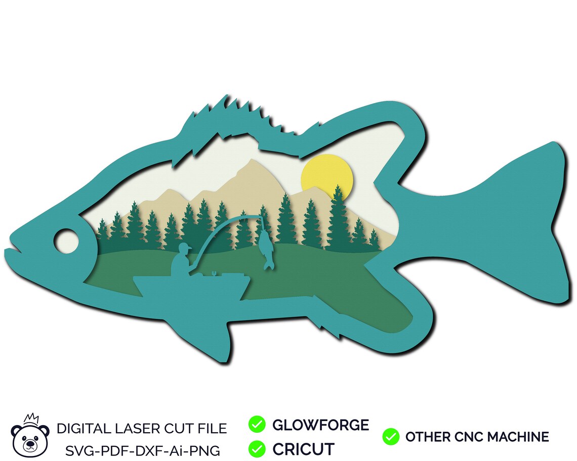 Fish Svg Fish Dxf Laser Cut Files 3d Fish Glowforge Fish - Etsy