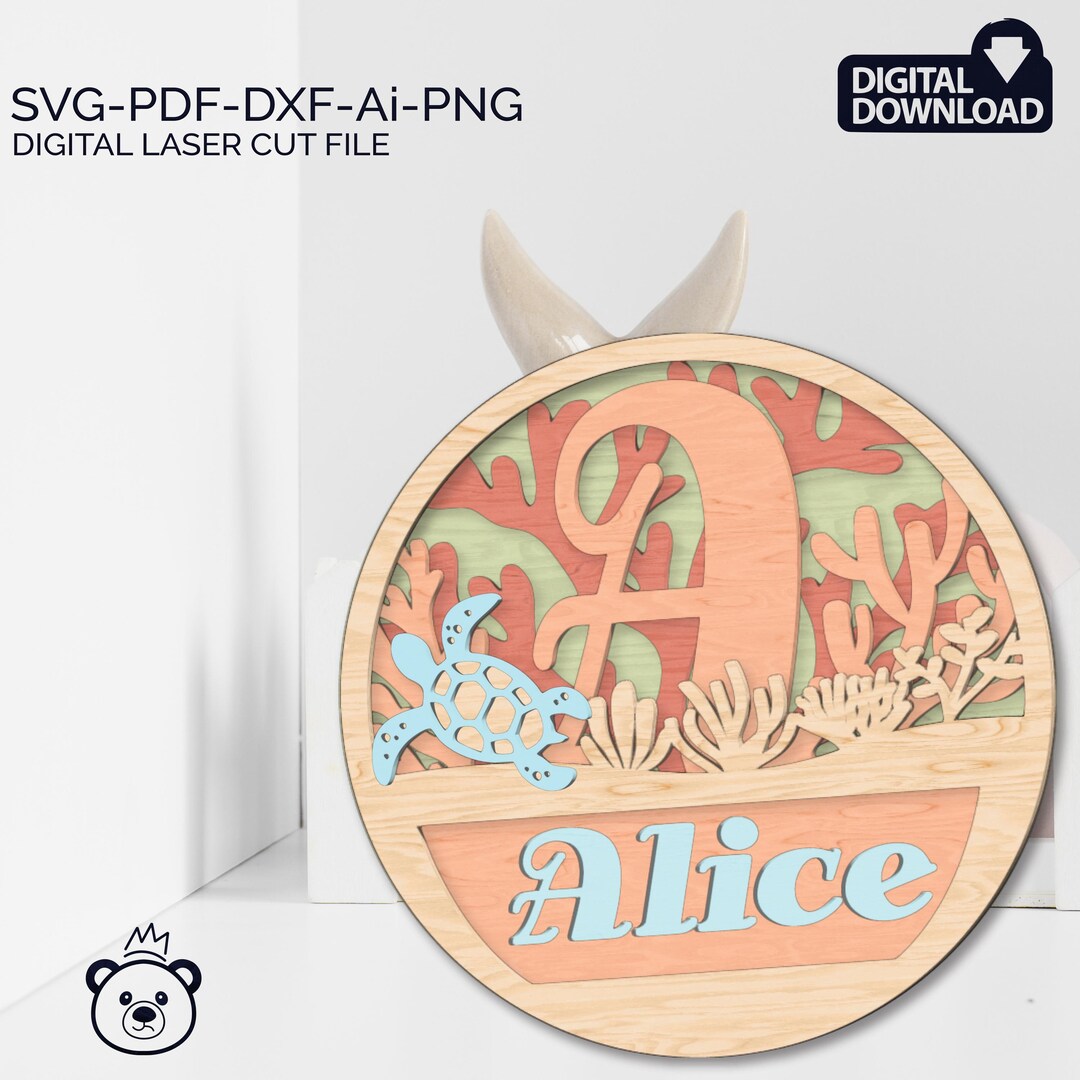 Turtle/sea Sign/name Sign/laser Cut Files/ SVG/ DXF, Beach Vibes Sea ...